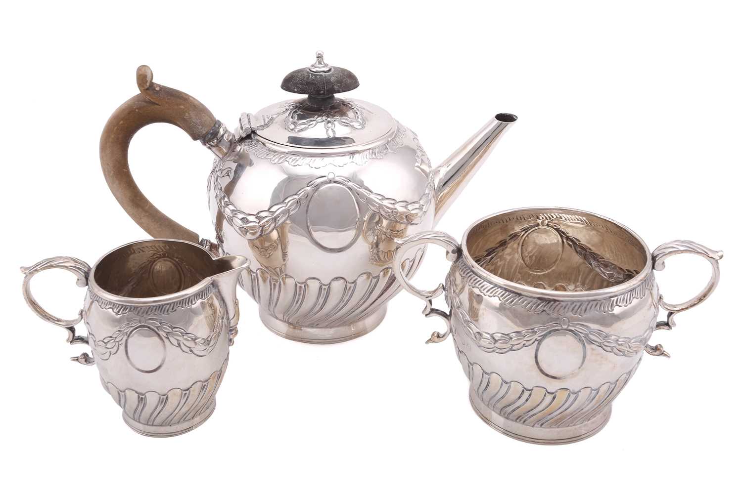 Lot 514 - A three-piece bachelors silver tea set, by
