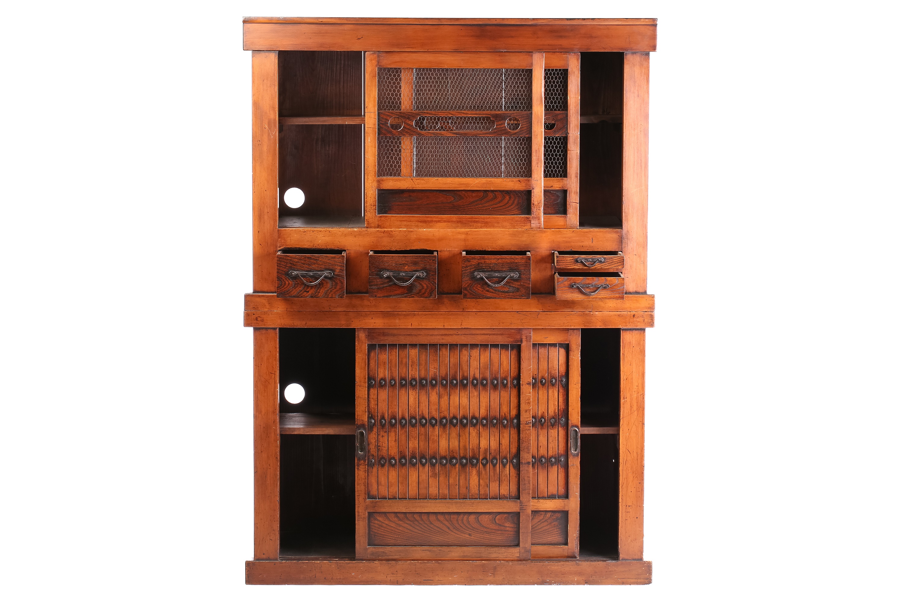 Lot 81 - A Japanese sugi (cedar) Keyaki (elm) Mizuya