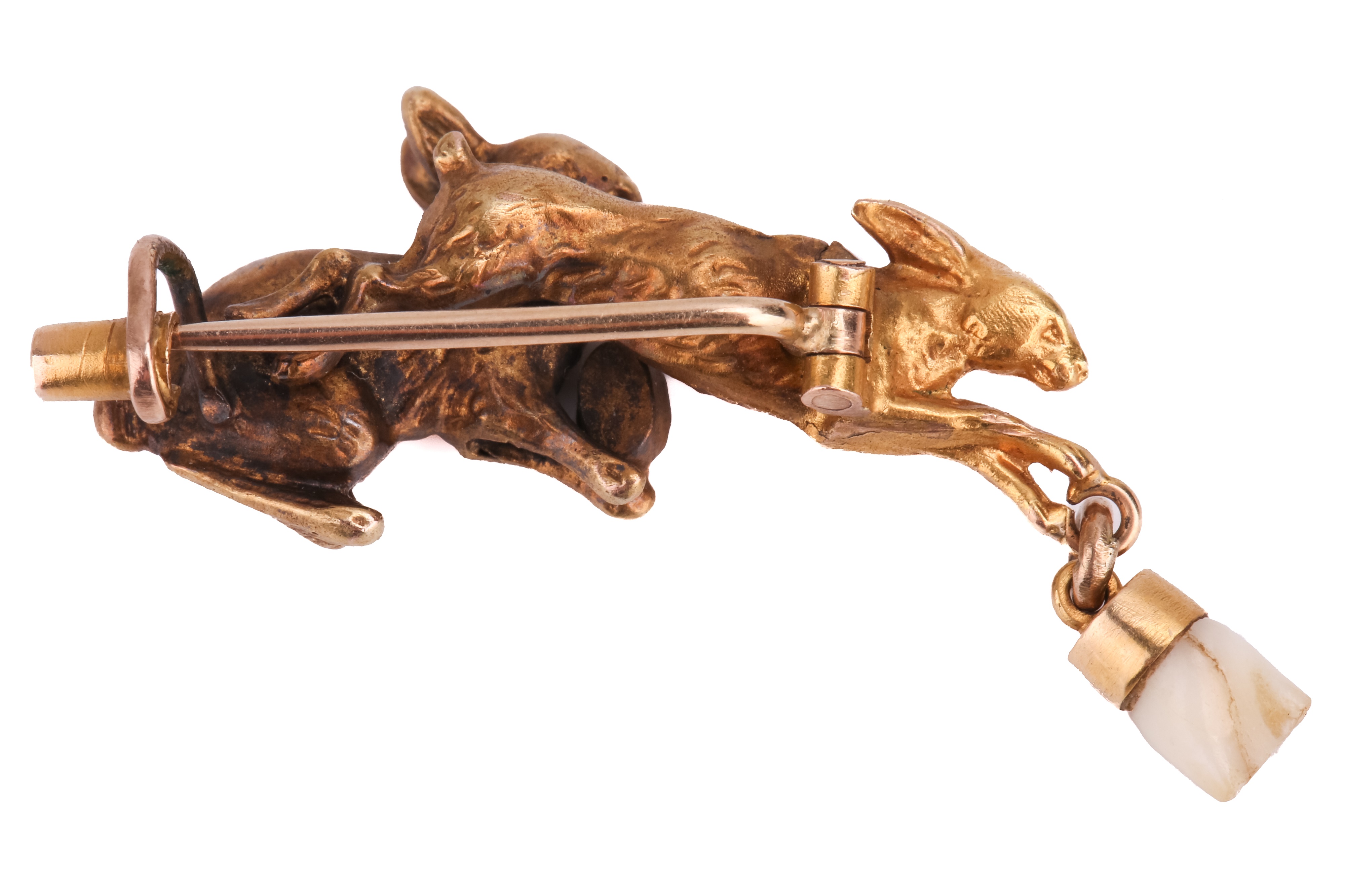 Lot 109 - An Edwardian hare and rabbit brooch,