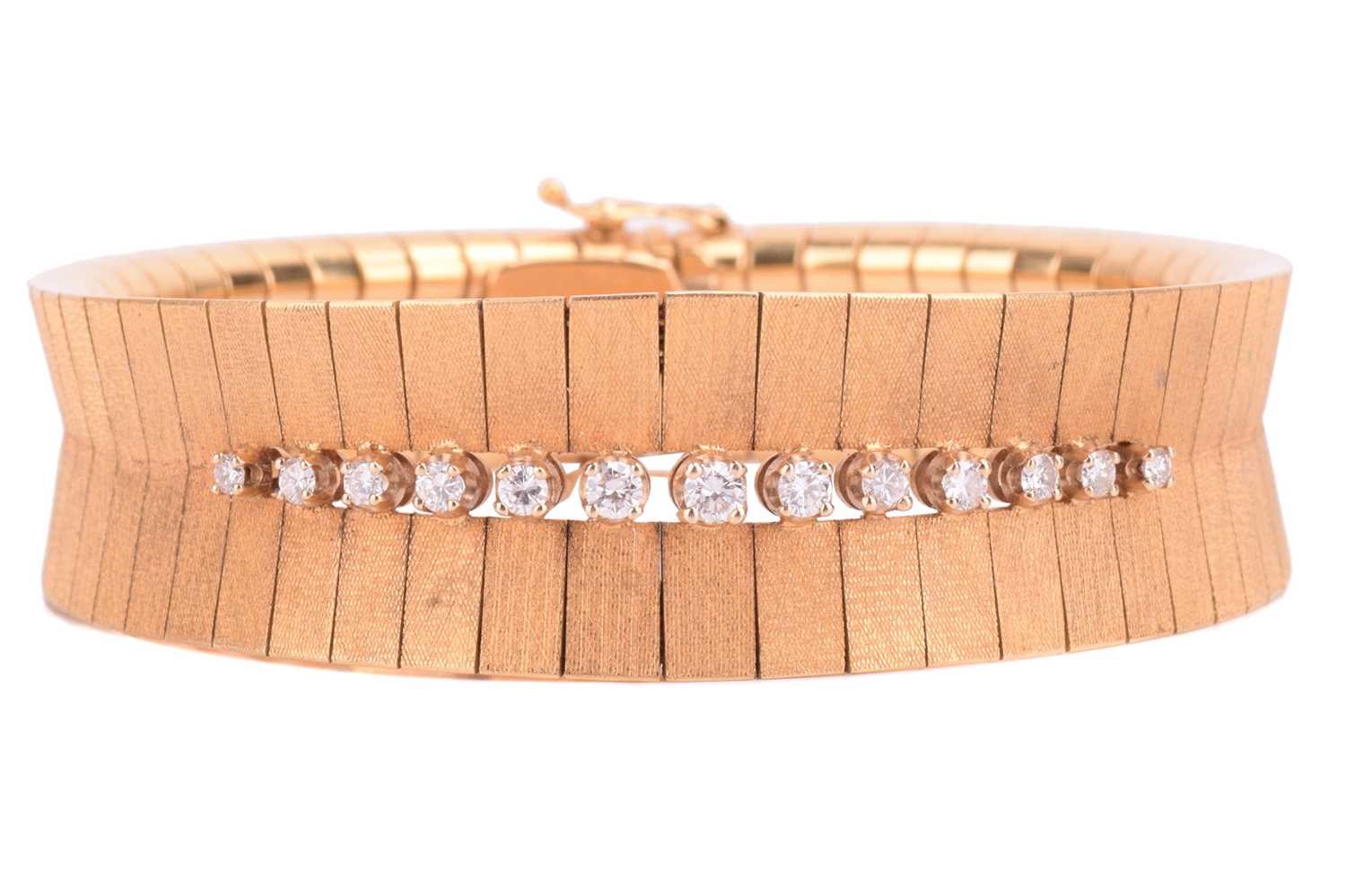 Lot 248 - A diamond-set bracelet, a creased ridge