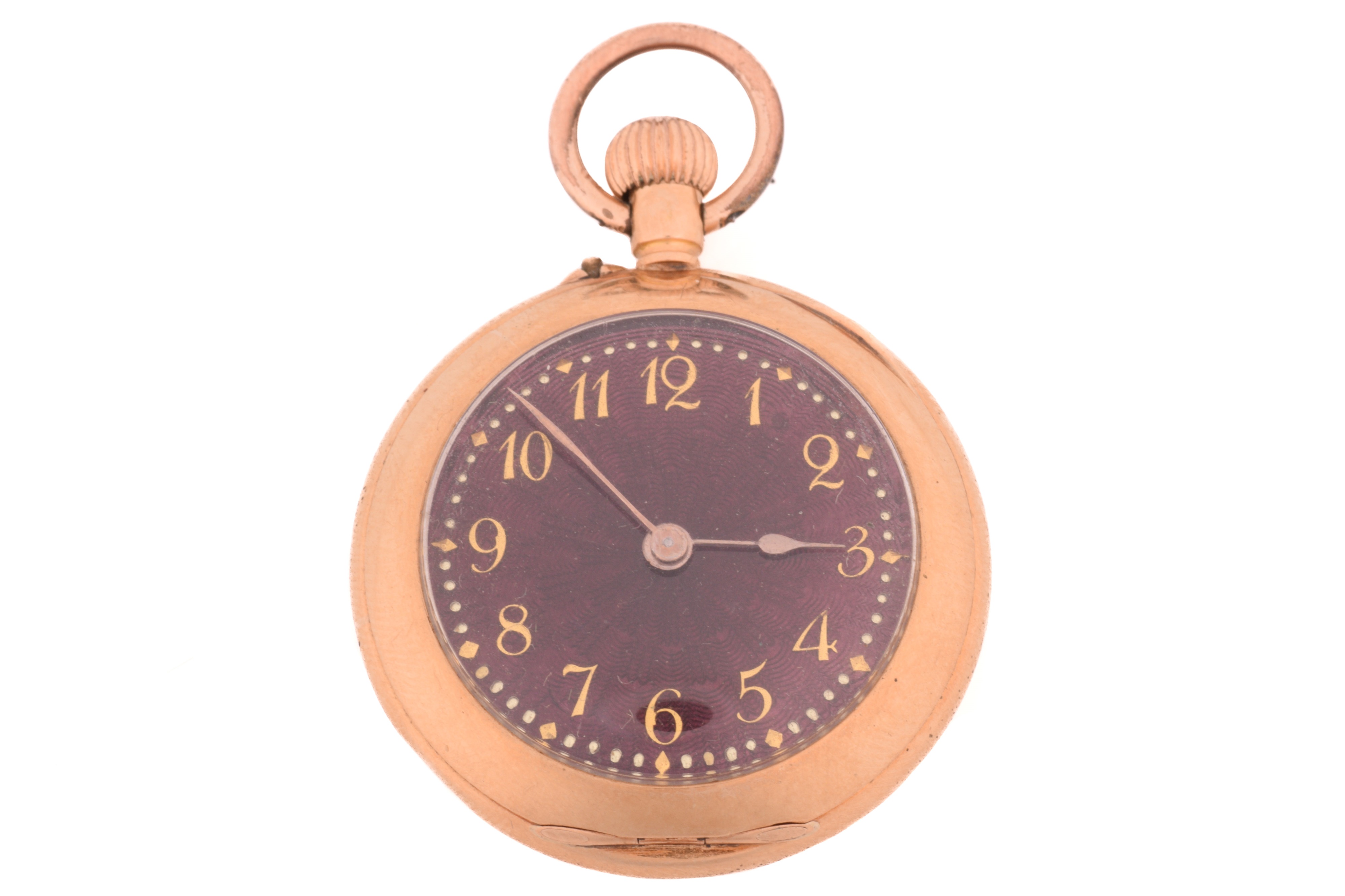 Lot 398 - An open-face pocket 18kt fob watch and