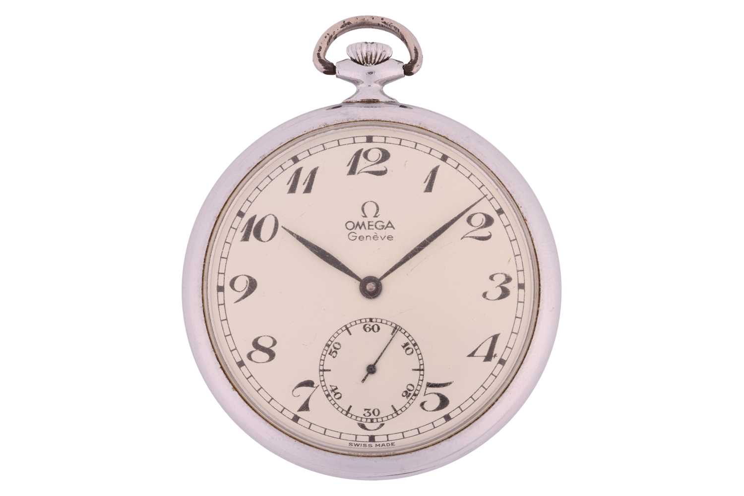 Lot 261 - An Omega open-face pocket watch, featuring a