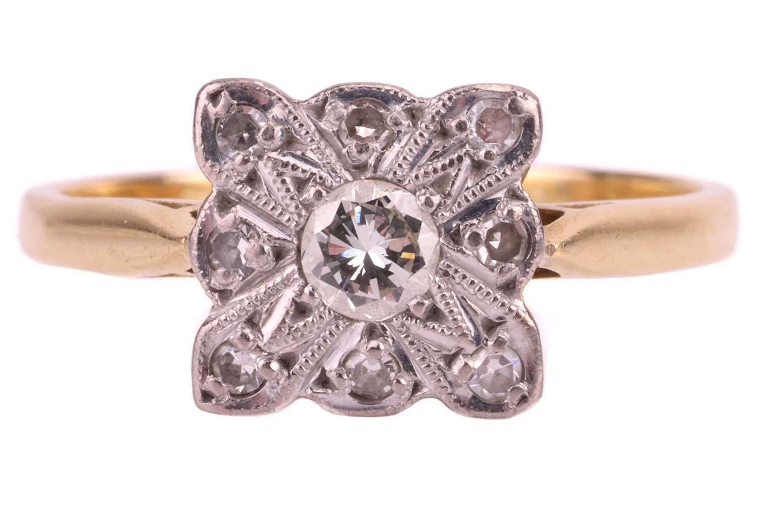 Lot 134 - A diamond cluster ring, the quadrilateral