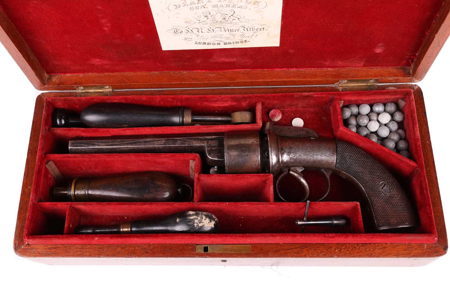 Lot 217 - A cased Victorian .35 (?) "Improved Revolver"