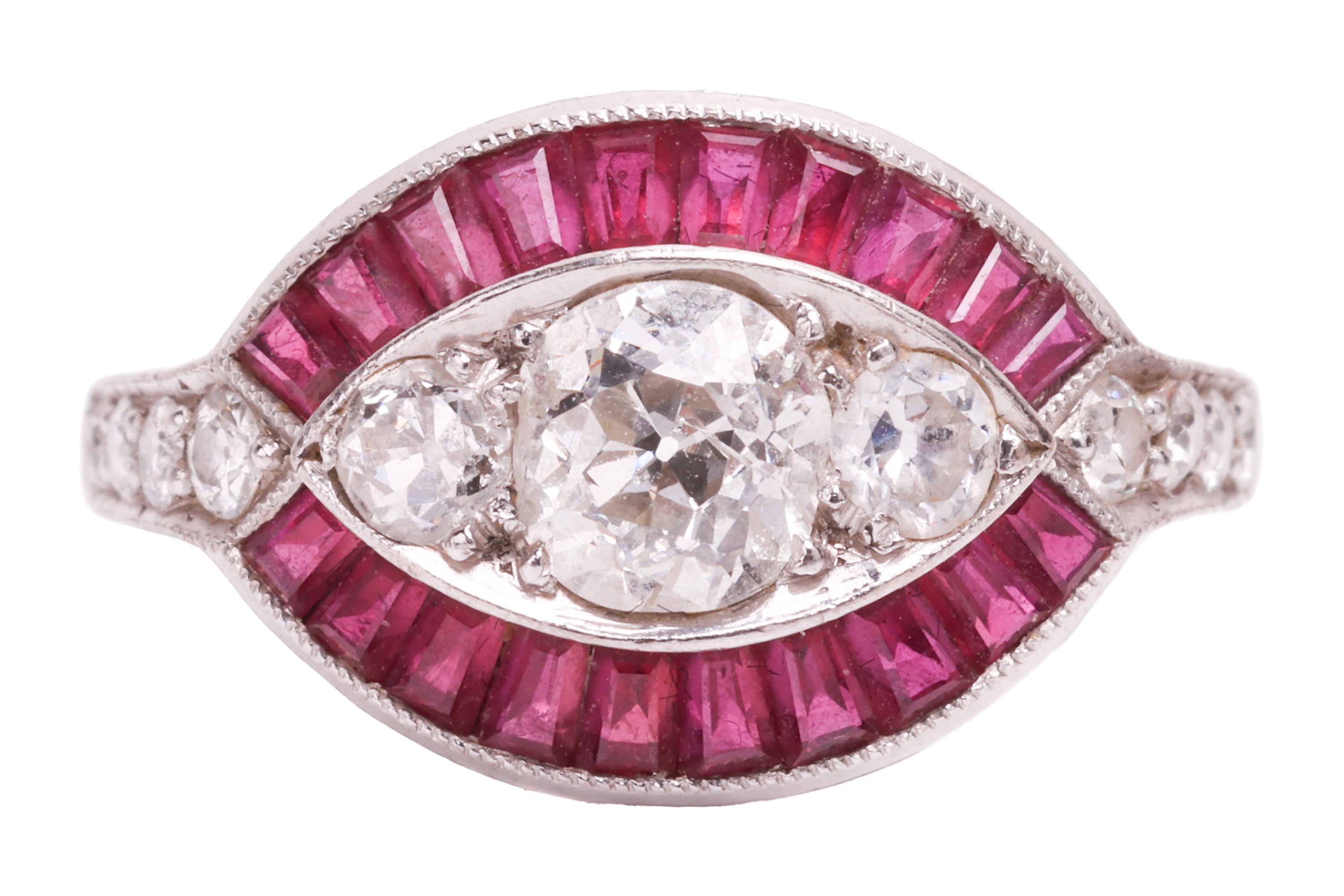 Lot 65 - An Art Deco style diamond and ruby-set