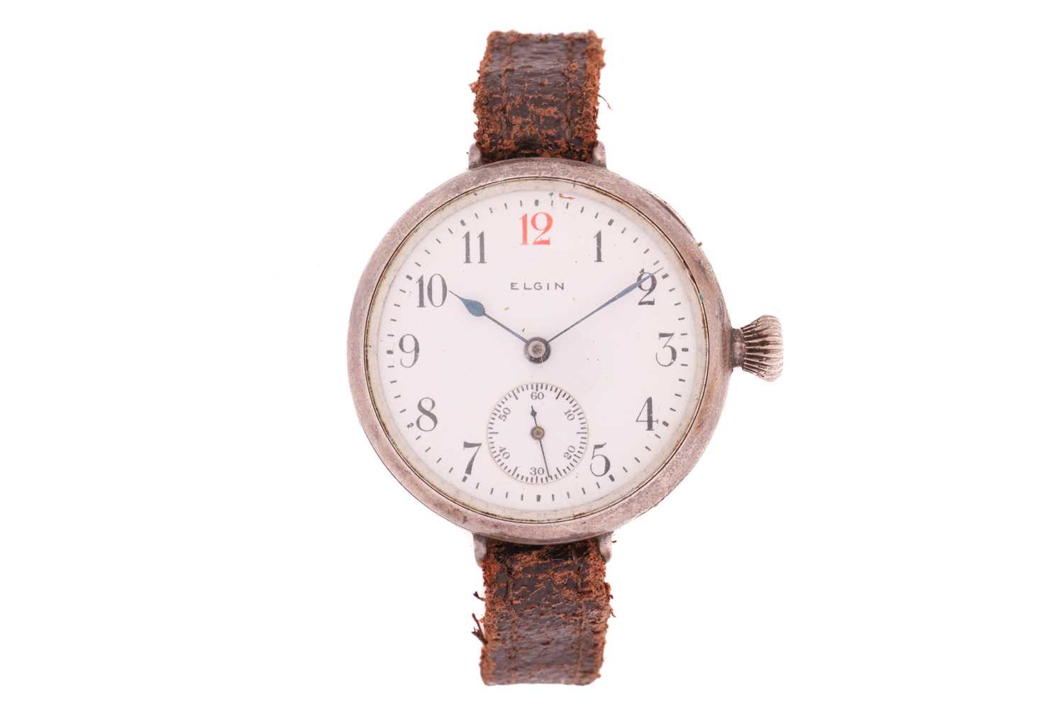 Lot 98 - A 1914 Elgin keyless wound trench watch,