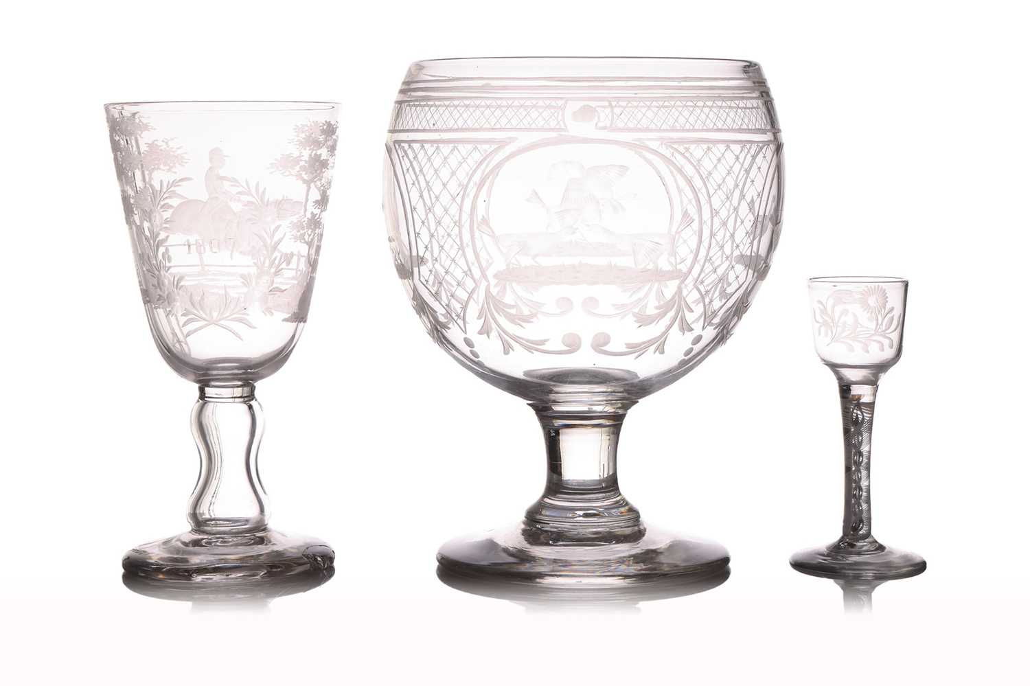 Lot 156 - A large 19th century hand-blown glass goblet,