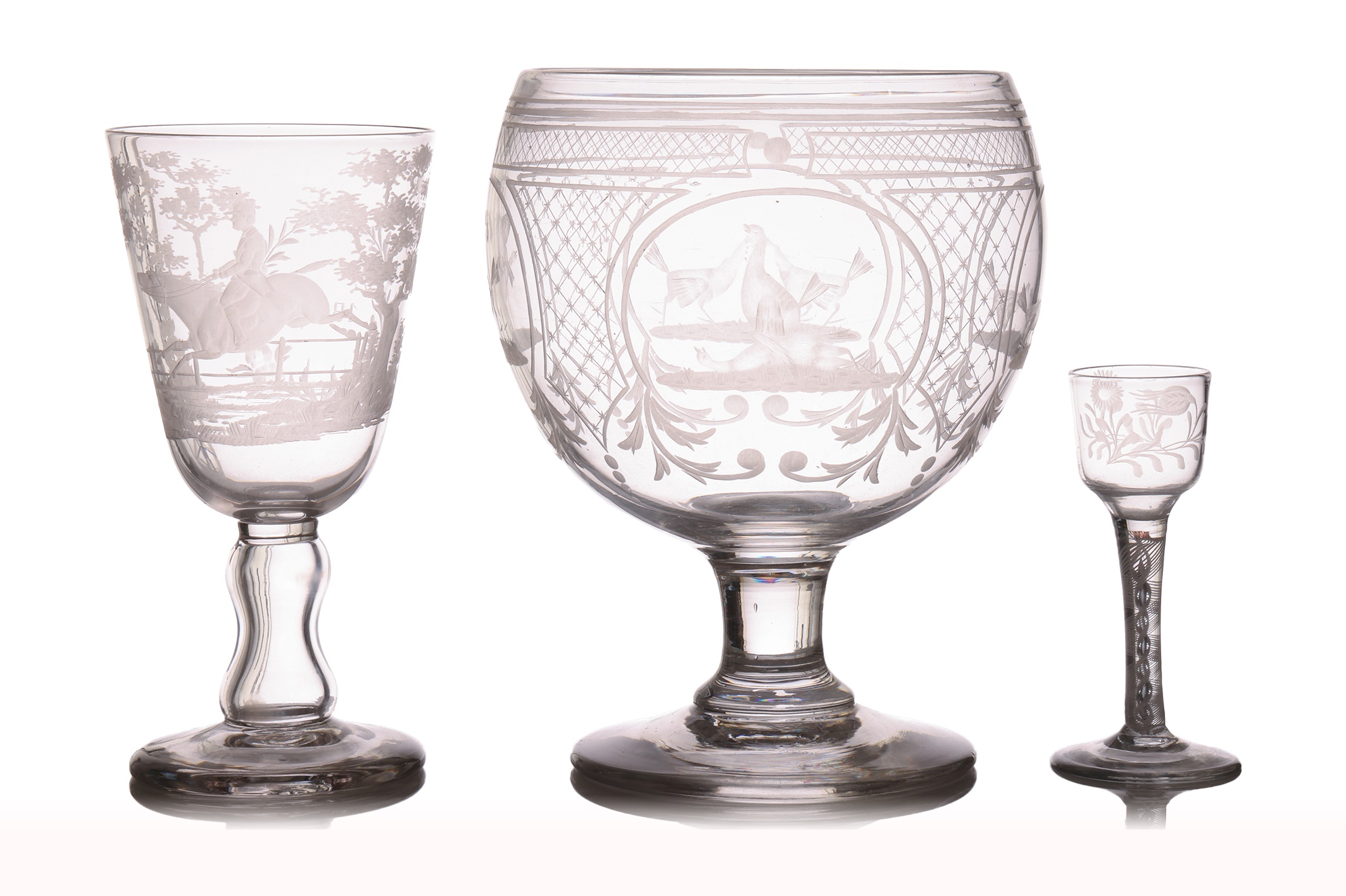 Lot 156 - A large 19th century hand-blown glass goblet,