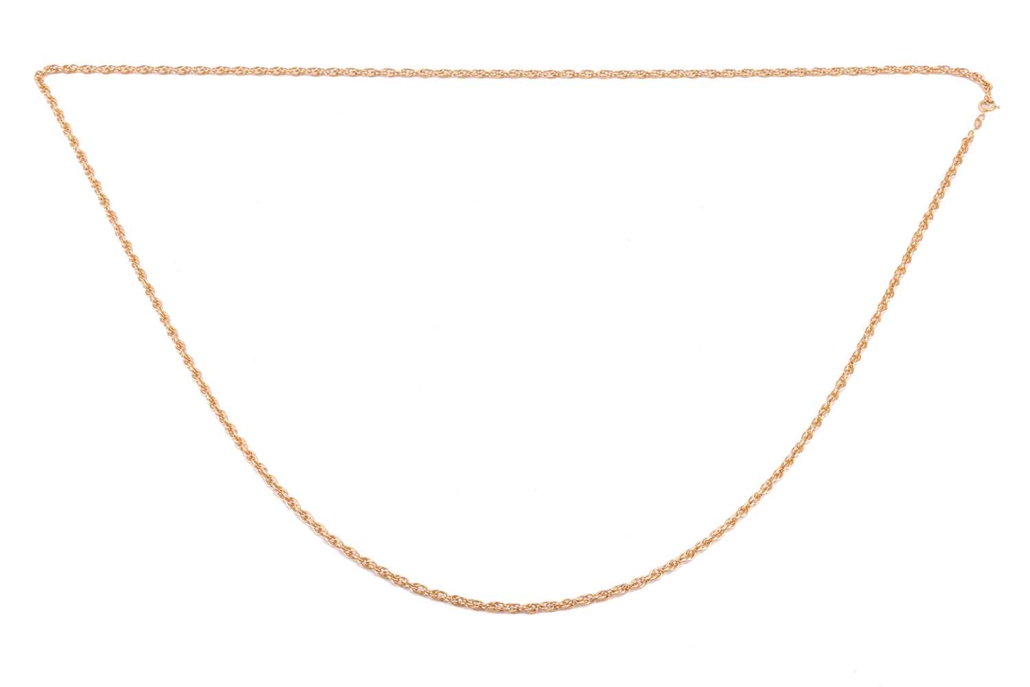 Lot 139 - A long loose rope link chain, terminates
