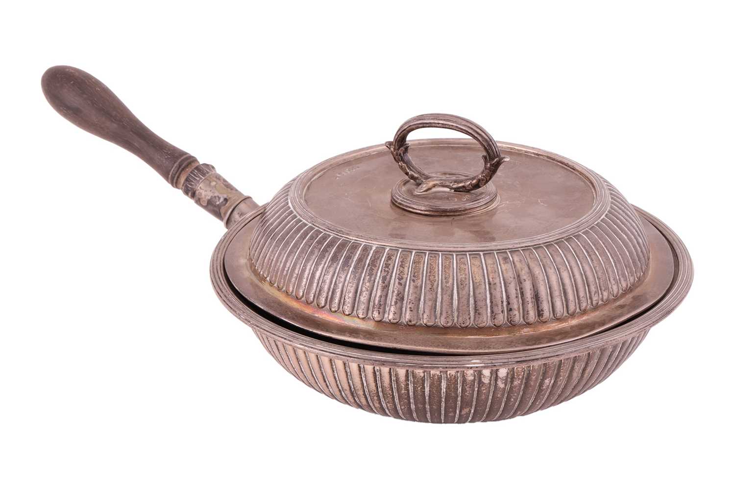 Lot 225 - A Victorian silver reeded pan with turned