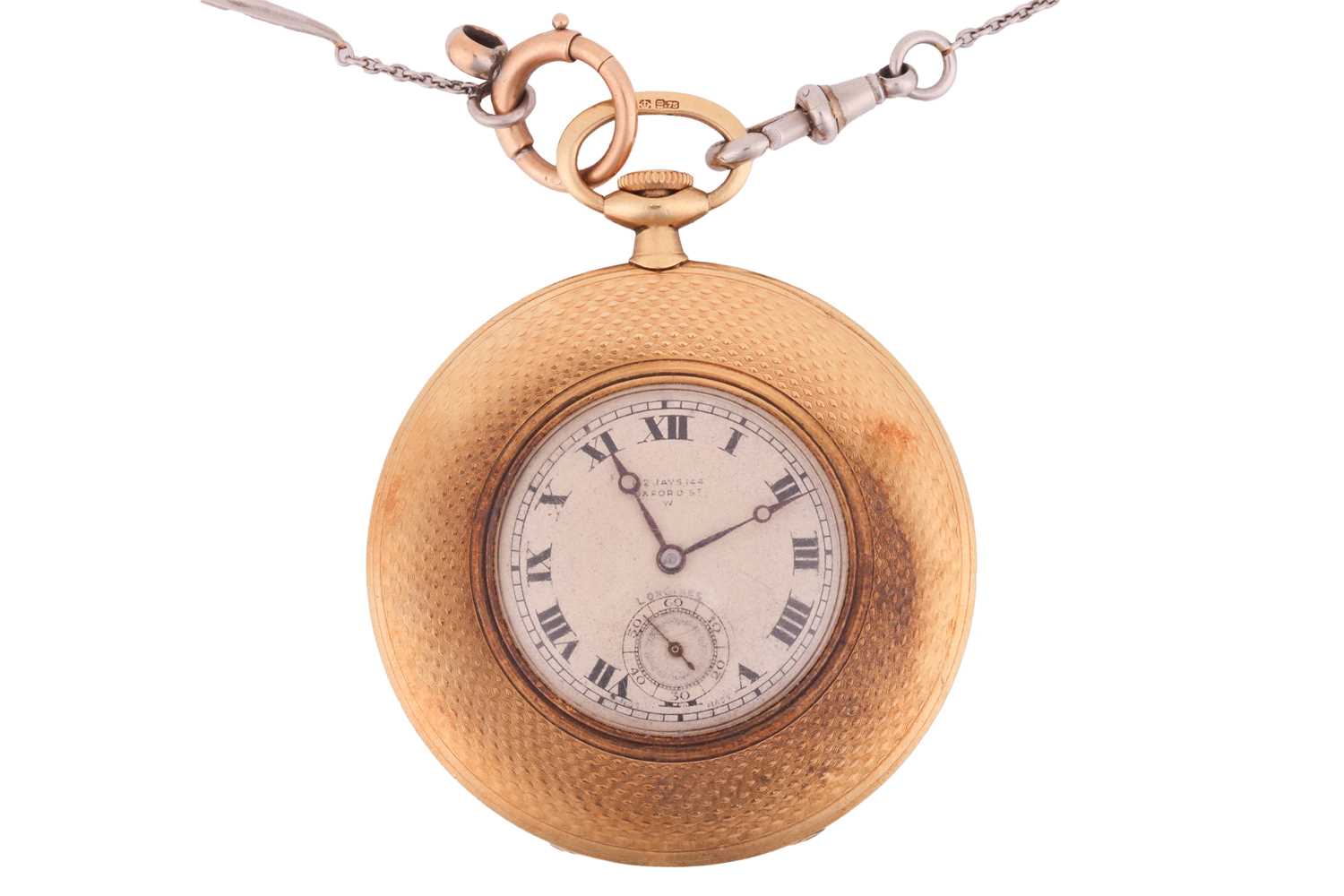 Lot 322 - An 18ct gold pocket watch by Longines, the