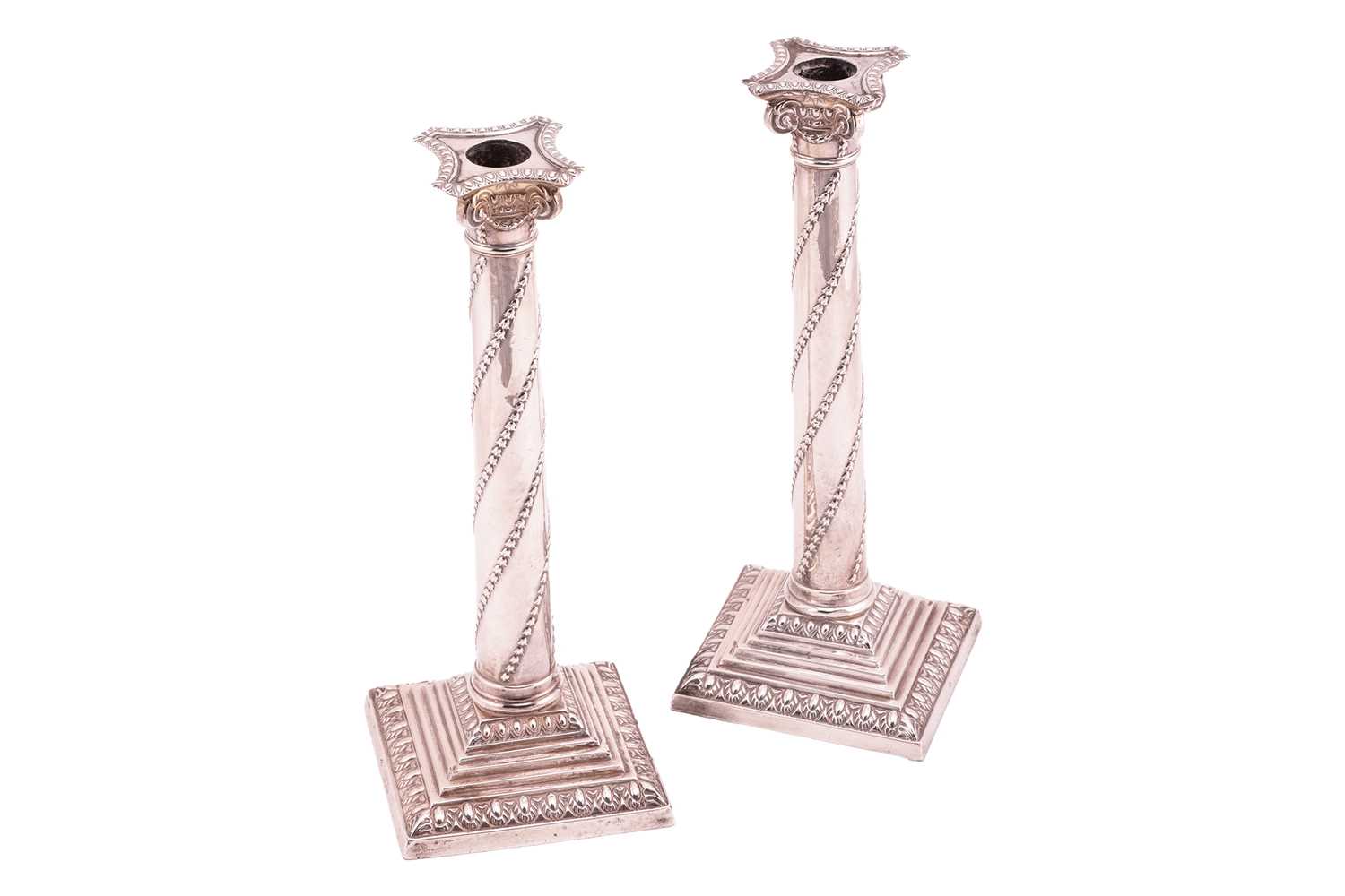 Lot 330 - A pair of Victorian silver Corinthain column