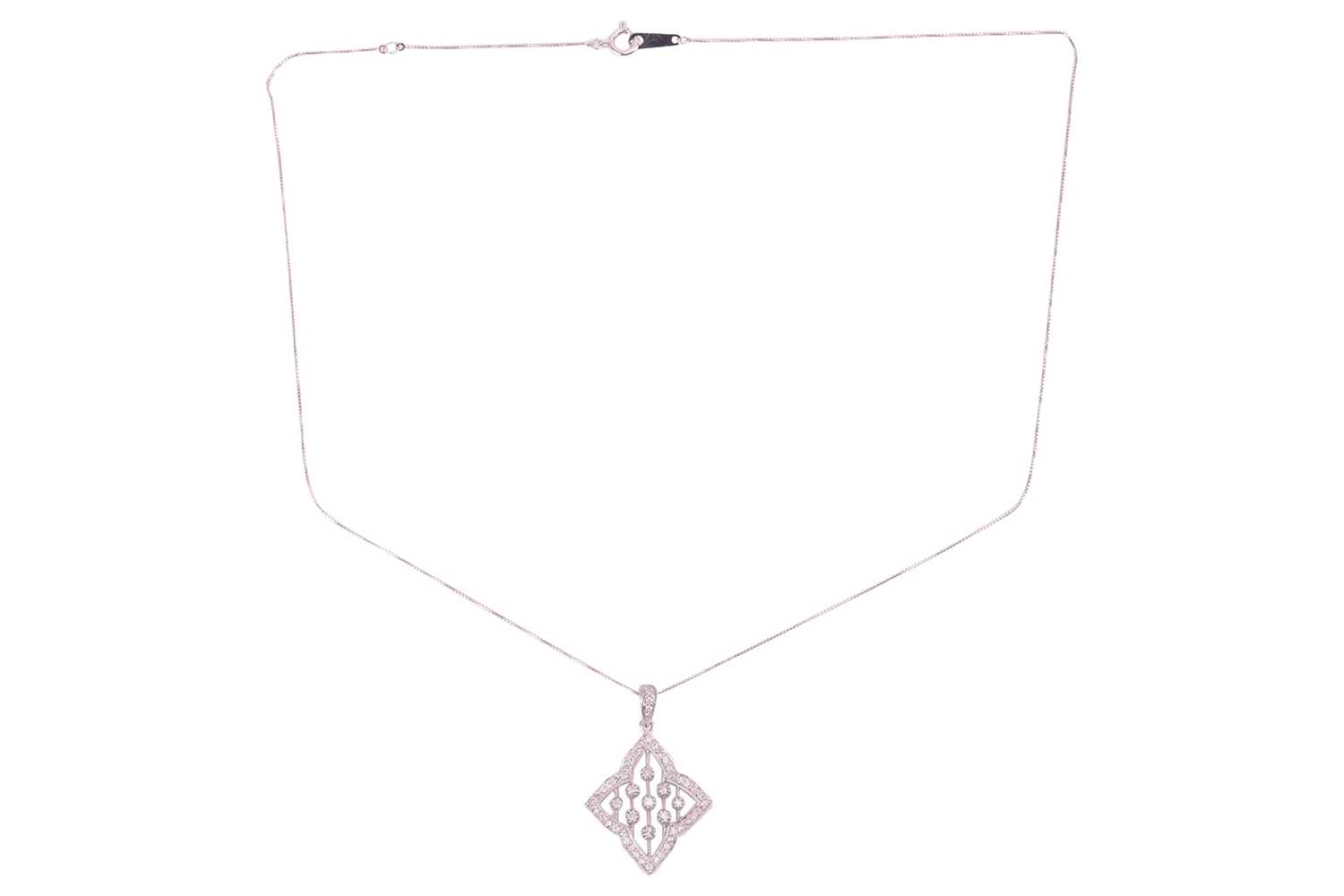 Lot 59 - A diamond set pendant, of quadrilateral