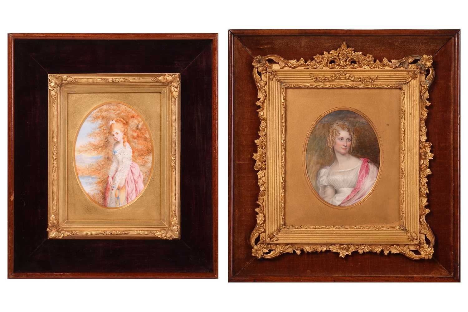 Lot 38 - Two 19th-century miniature portraits on ivory,