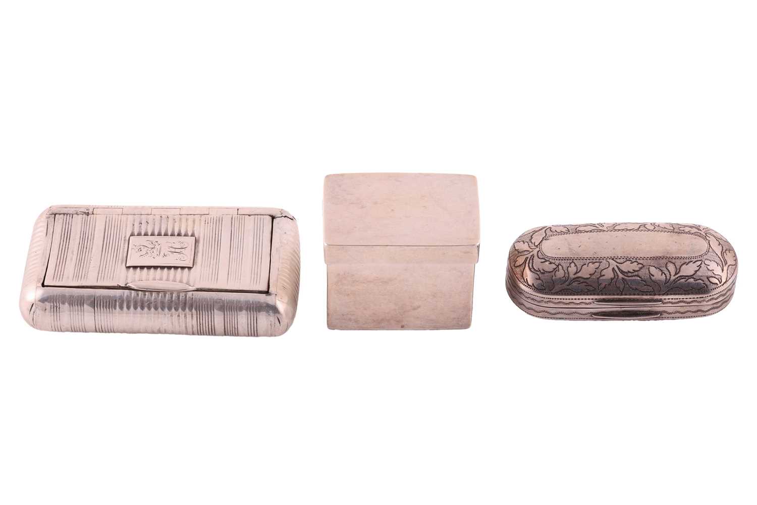 Lot 321 - Three 19th century silver snuff boxes;