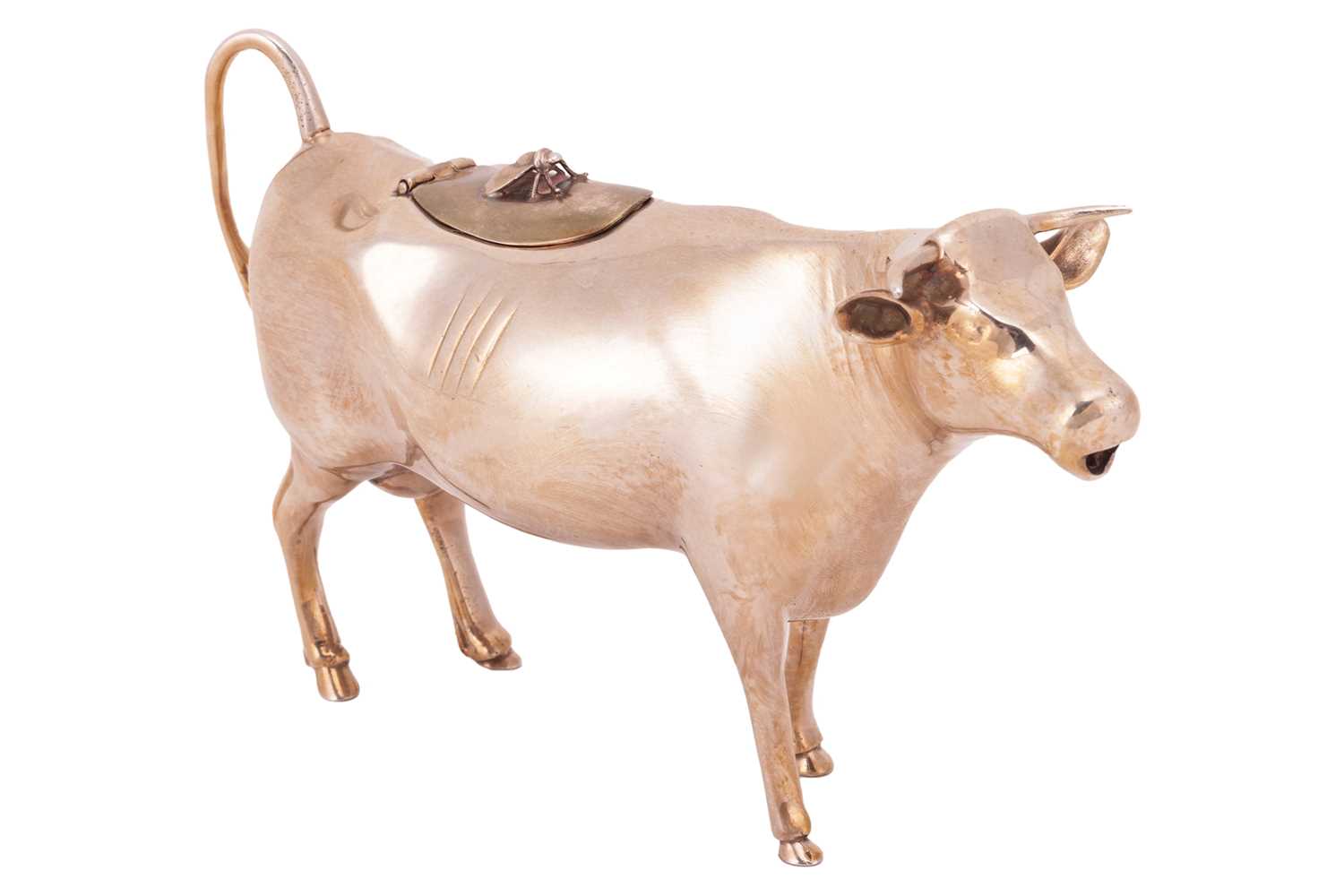 Lot 331 - A 20th-century cast silver cow creamer, by