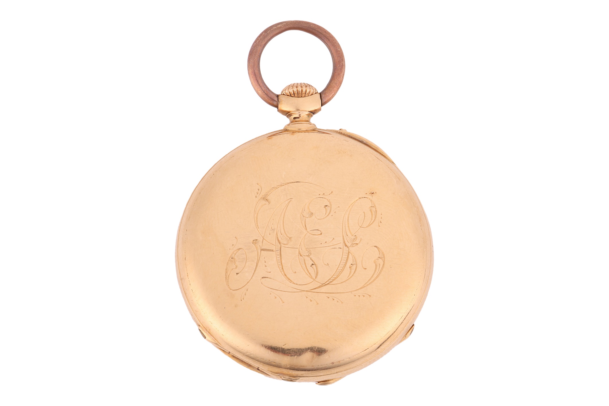 Lot 272 - An ‘18K’ open-face pocket watch, featuring a