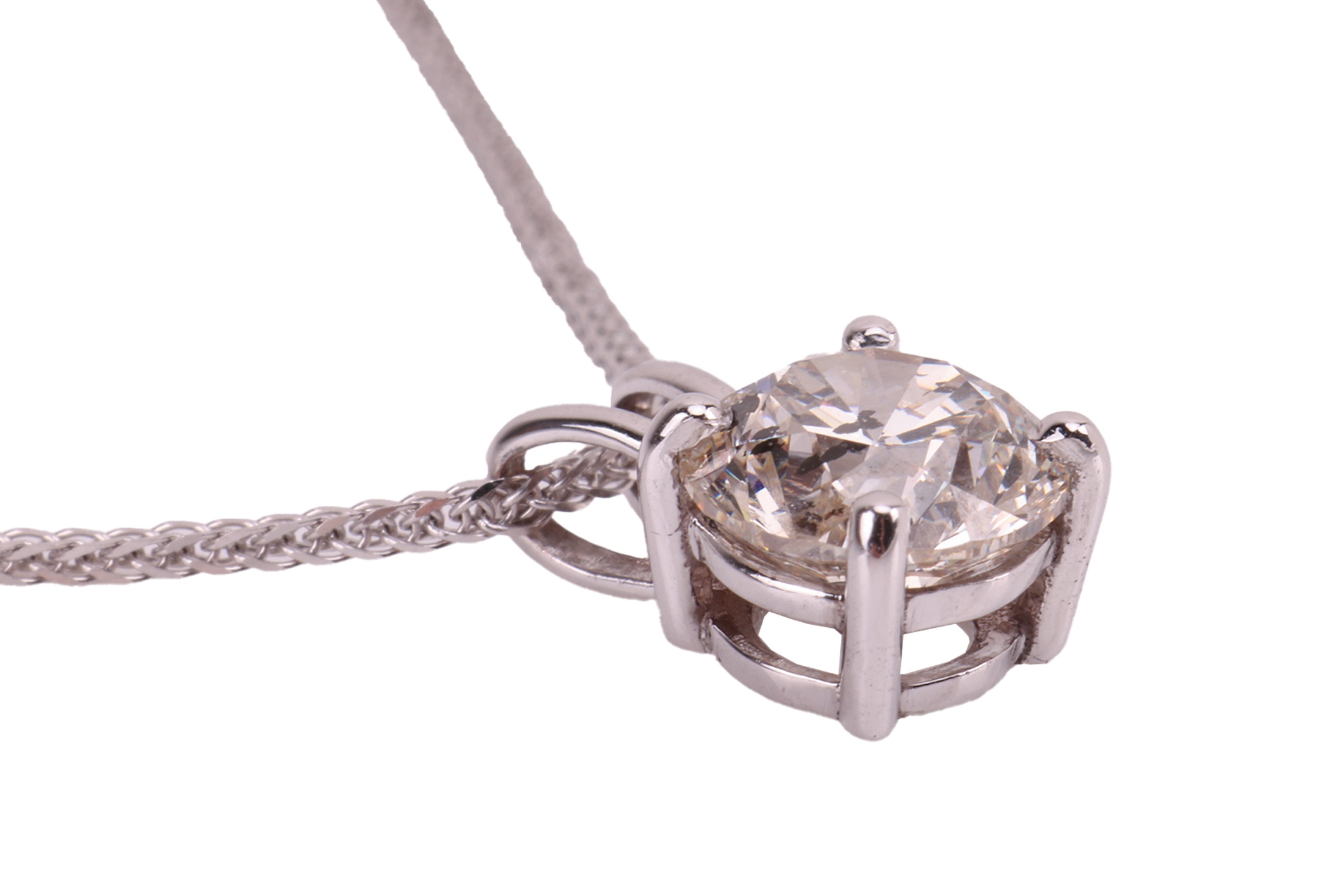 Lot 202 - A diamond single-stone pendant necklace, the