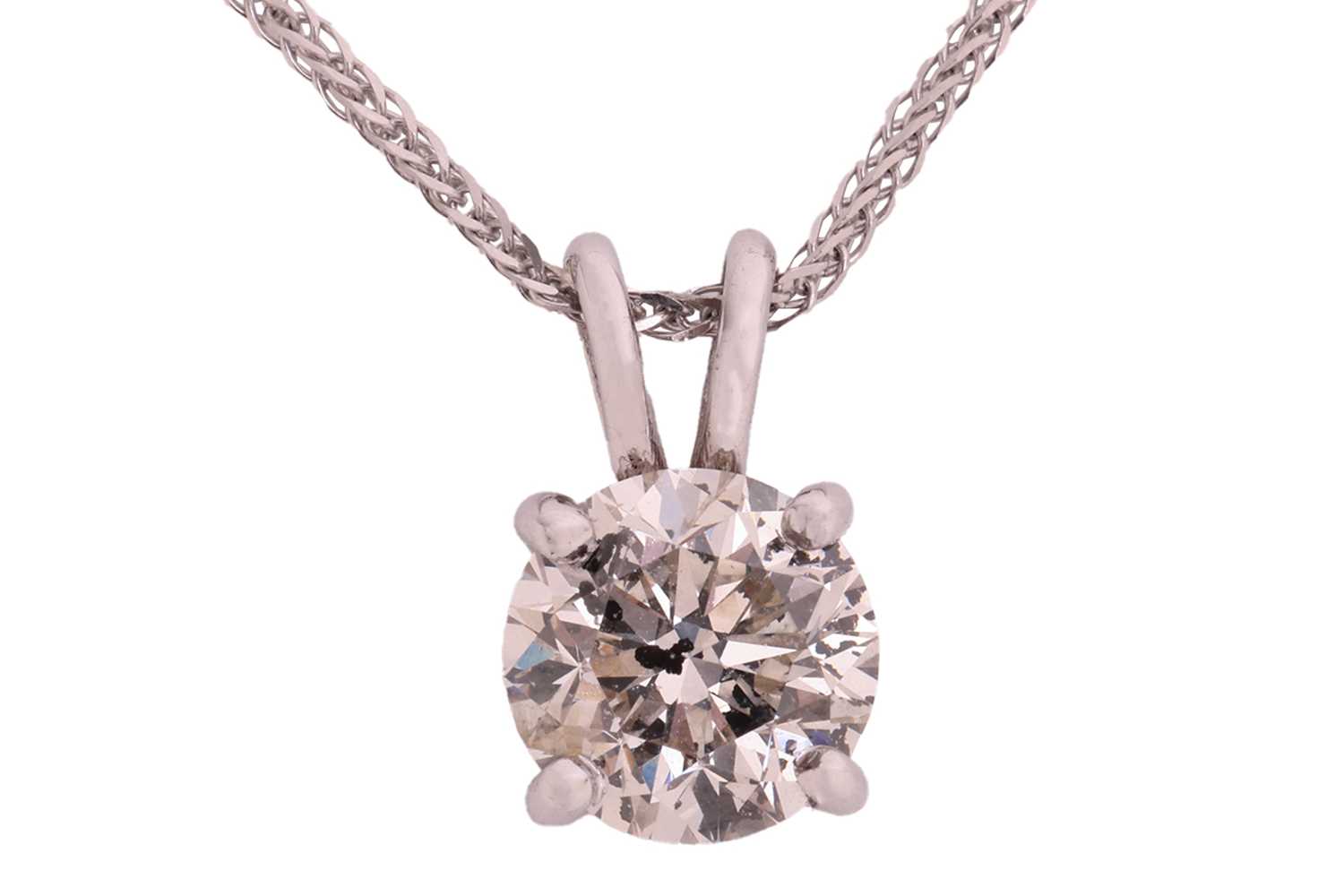 Lot 202 - A diamond single-stone pendant necklace, the