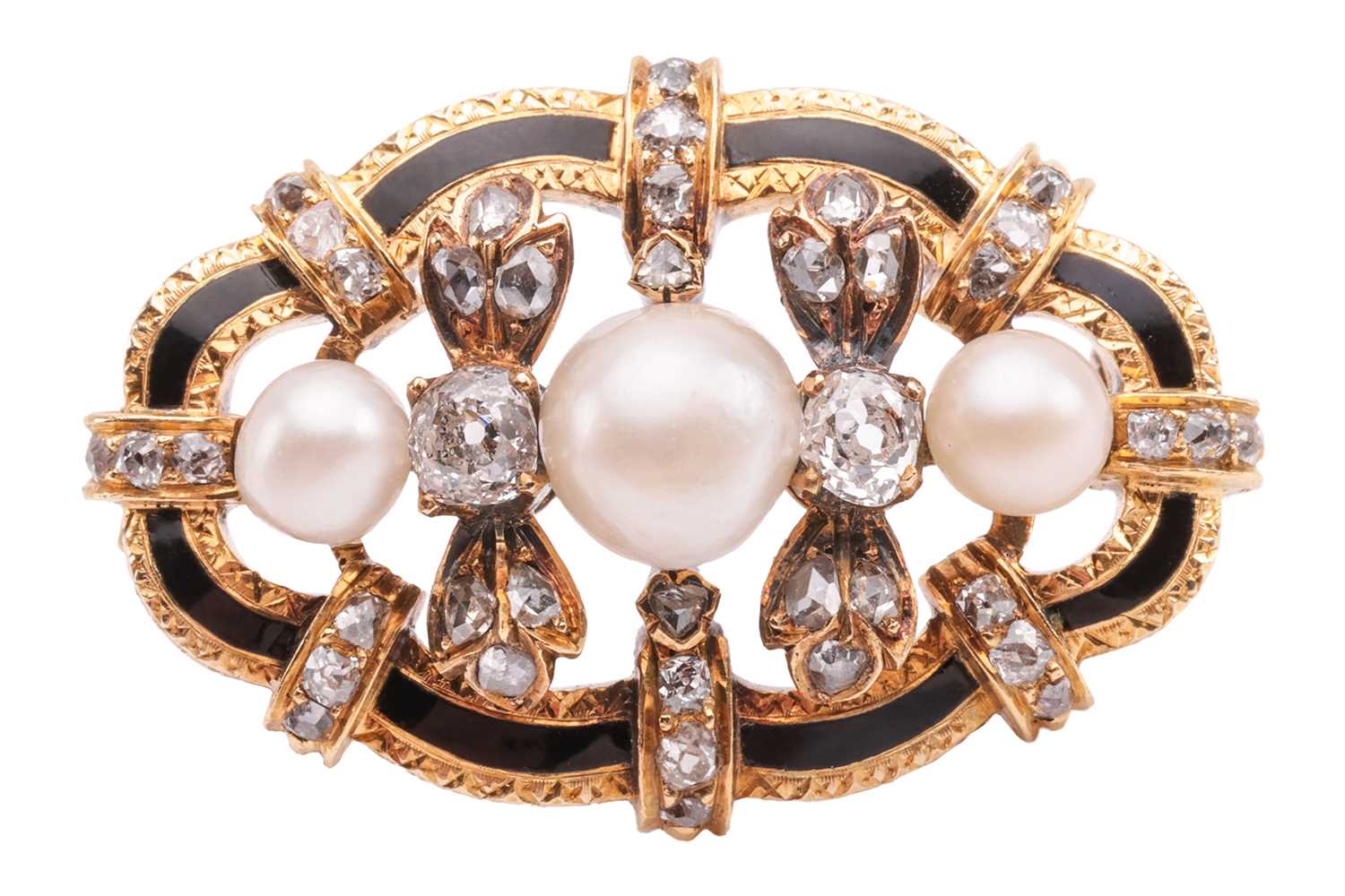 Lot 227 - A Victorian natural saltwater pearl, diamond