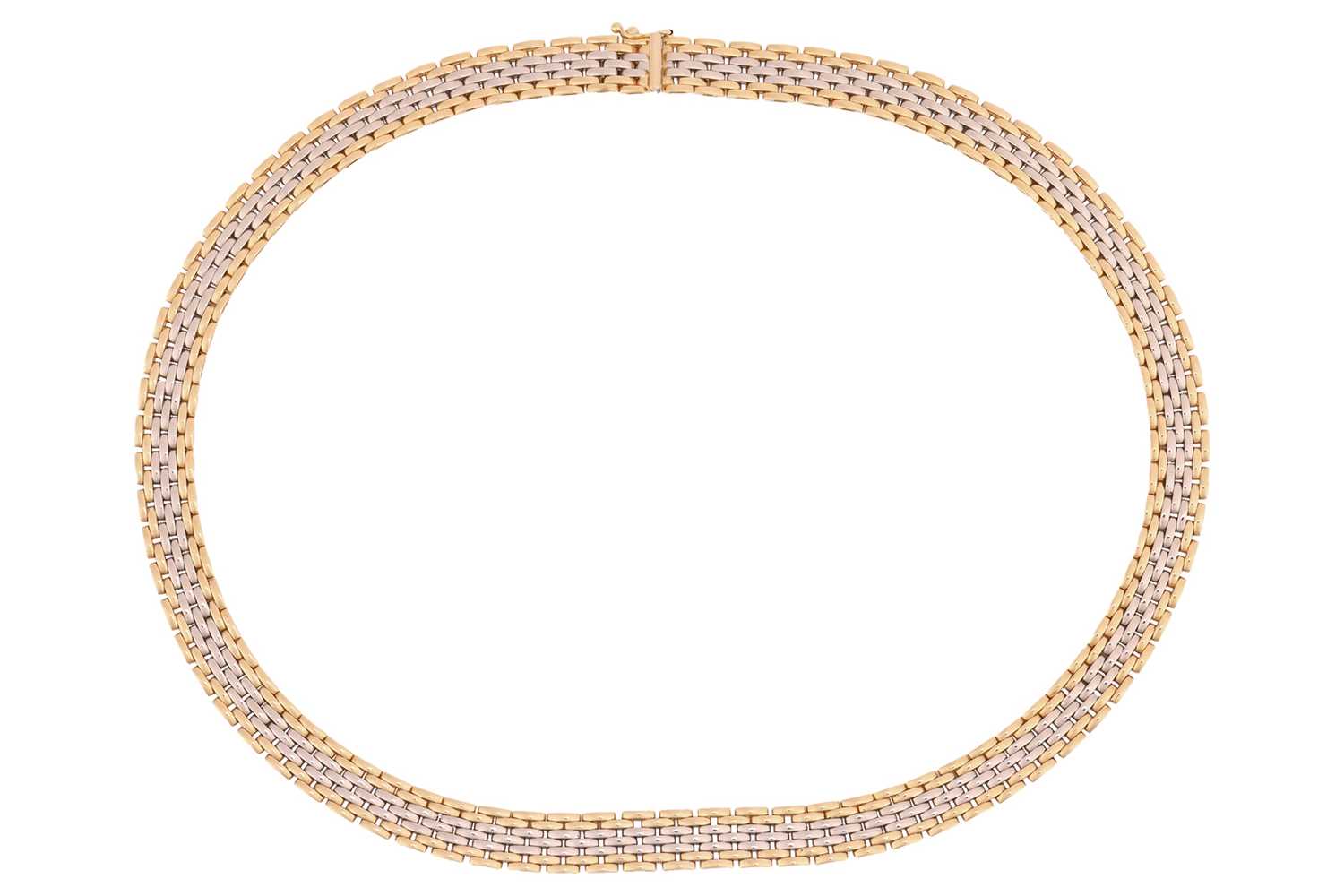 Lot 225 - A two-tone brick-link collar necklace,