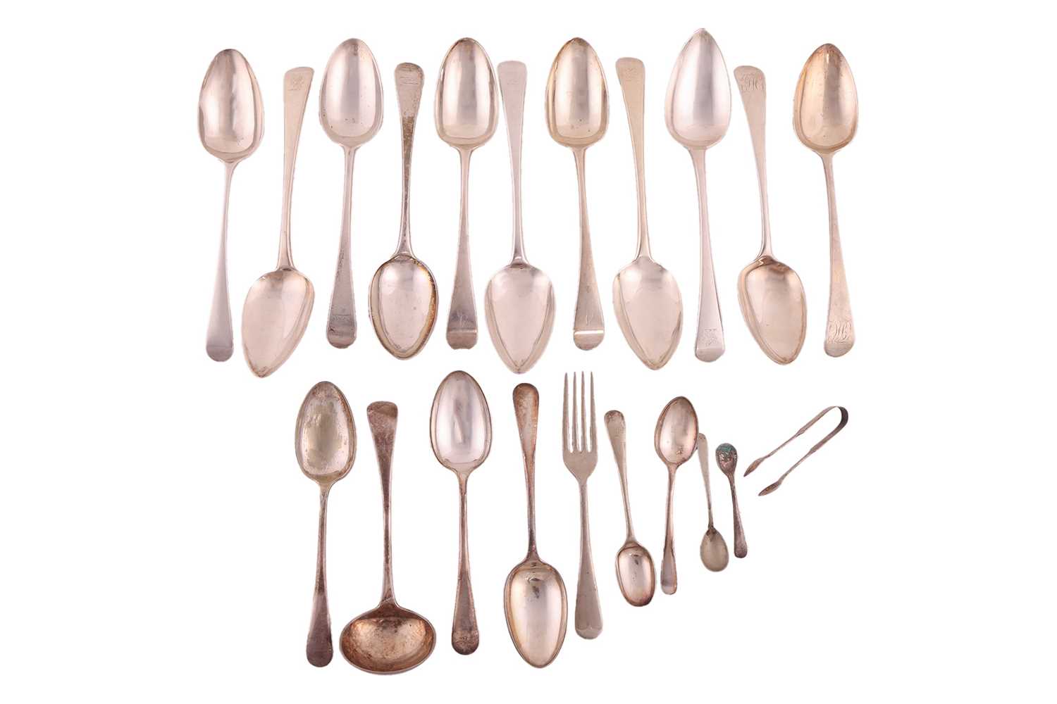 Lot 348 - Eleven mixed Old English pattern tablespoons,