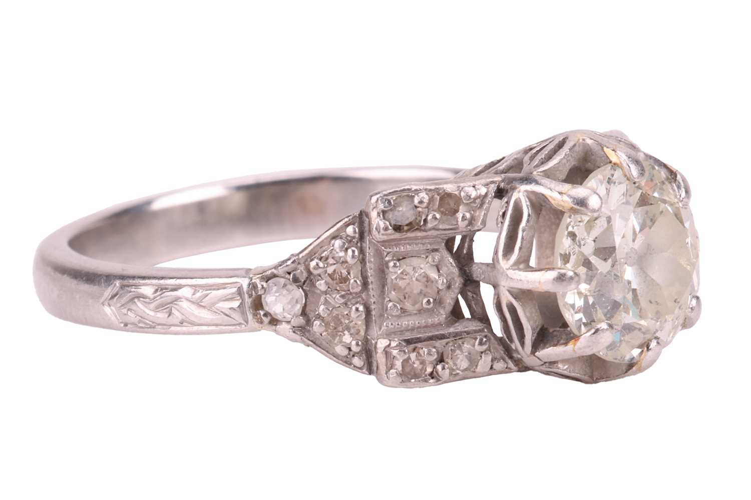 Lot 199 - A diamond solitaire ring, claw-set with an