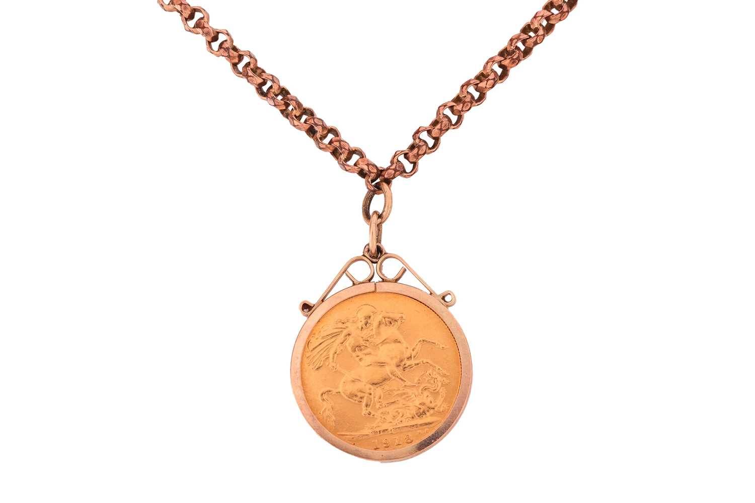 Lot 27 - A 1918 full sovereign in pendant mount, with