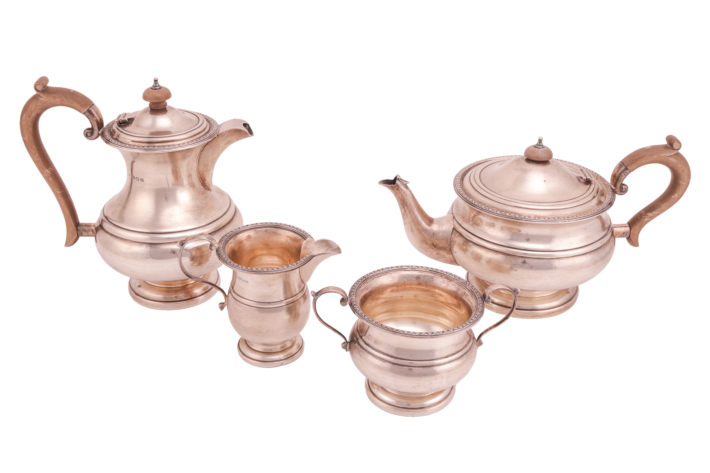 Lot 389 - A 20th-century silver four-piece tea set,