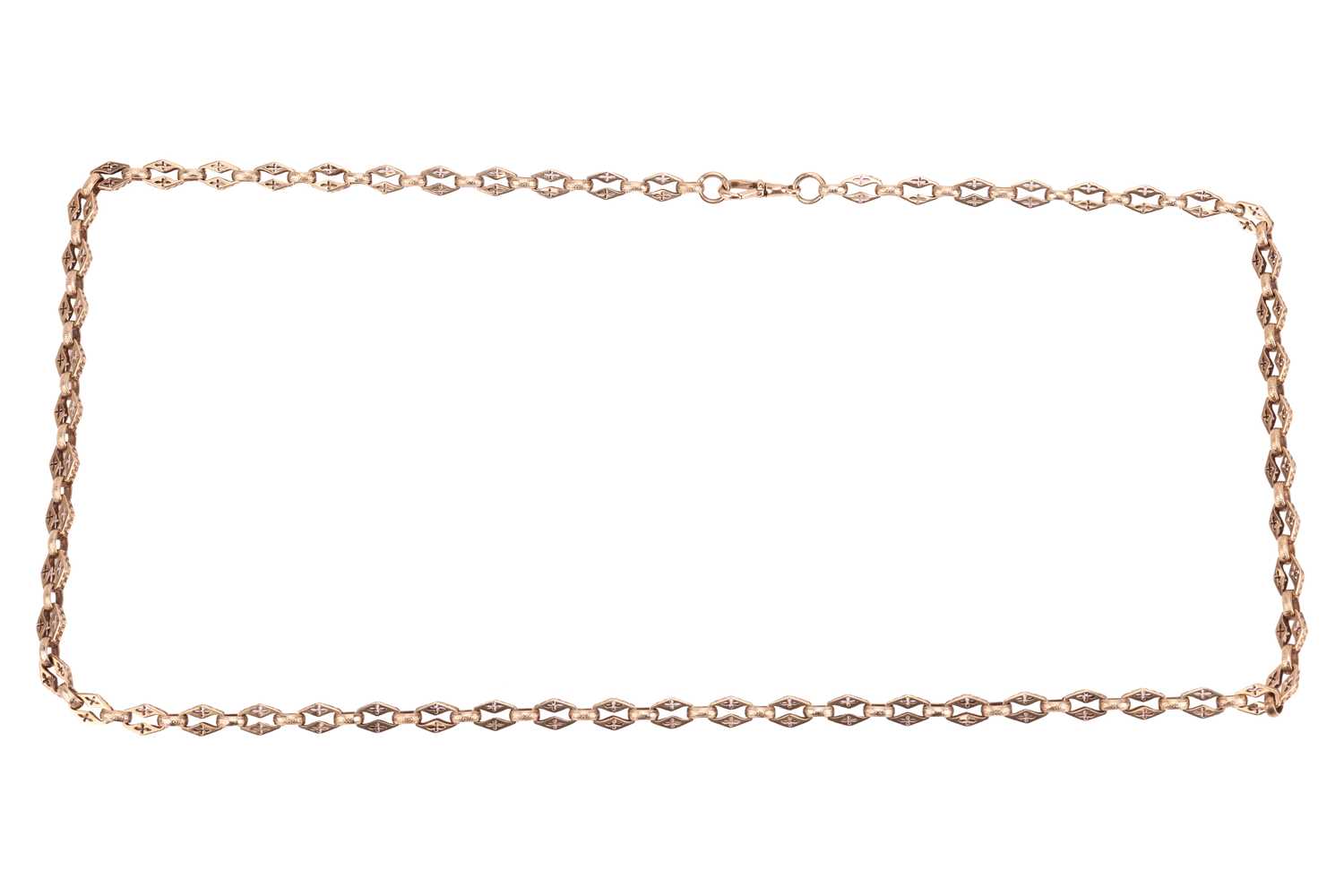 Lot 85 - A long fancy guard chain in 9ct gold, of